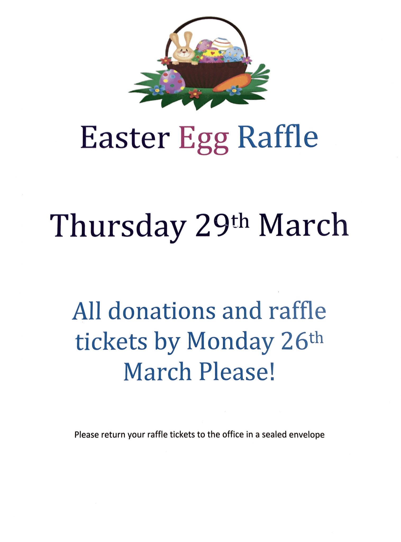 Easter Egg Raffle - Thursday 29th March 2018 - Ben Rhydding Primary School